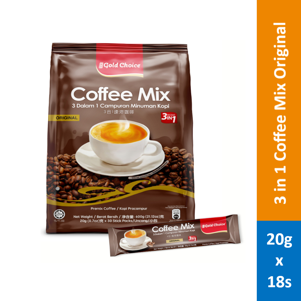 GOLD CHOICE 3in1 Coffee Mix Original 17g x 25 Sticks | Shopee Malaysia
