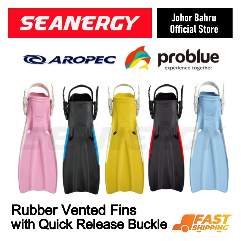 AROPEC PROBLUE Rubber Vented Fins with Quick Release Buckle Coco Fin Flipper for Scuba ...