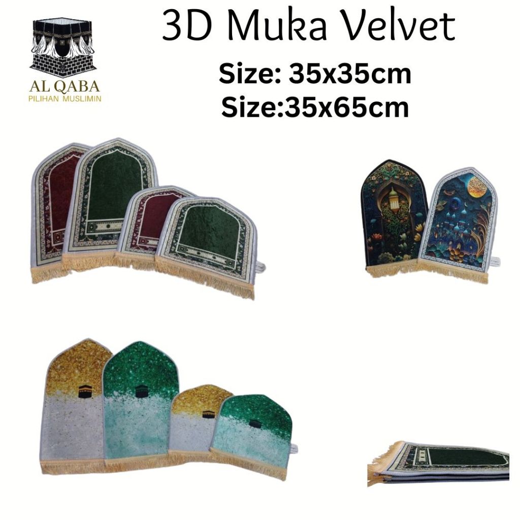 Sejadah Muka 3D TRAVEL Velvet Shiny Thick n soft 35x35cm/35x65cm ...