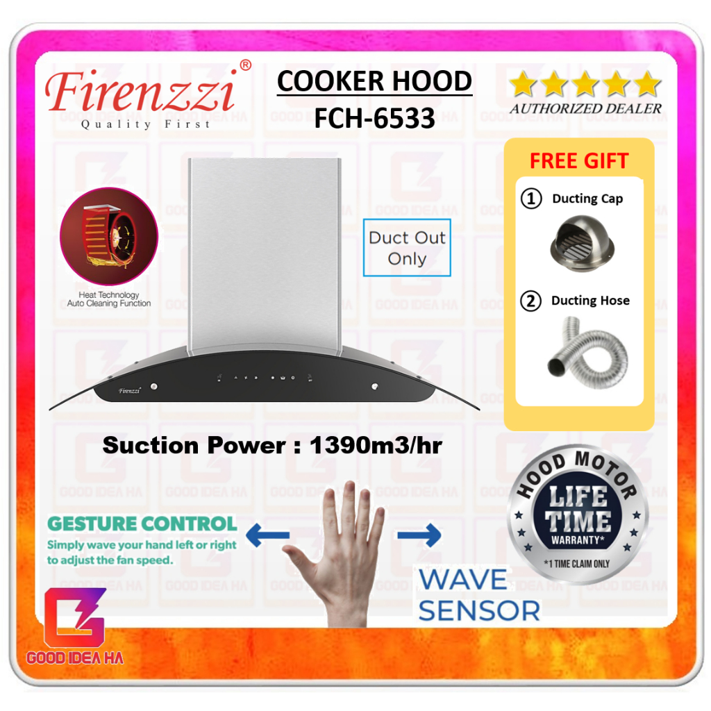 【FREE CAP + DUCTING】FIRENZZI FCH-6533 Kitchen Cooker Hood Penyedut Asap ...