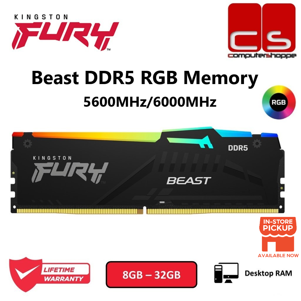 Kingston FURY Beast DDR5 XMP RGB Desktop Gaming RAM - 5600MHz/6000MHz ...