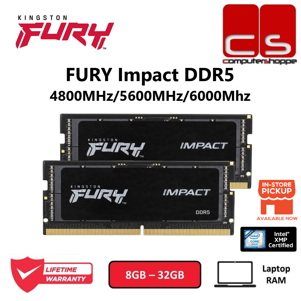 Kingston FURY Impact DDR5 SODIMM Notebook Gaming Memory RAM [Kit of 2] - 4800MHz/5600MHz *CAN'T ...