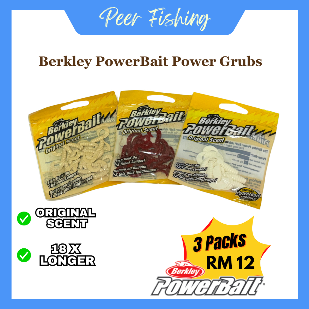 Berkley PowerBait Power Grubs 18x Times Longer/ White Grubs/ Soft Bait ...