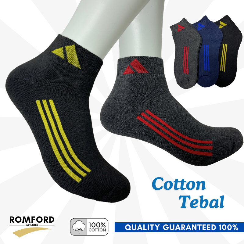 (3 Pairs) Stokin Lelaki Cotton Tebal Ankle Socks Men Stoking Kerja ...
