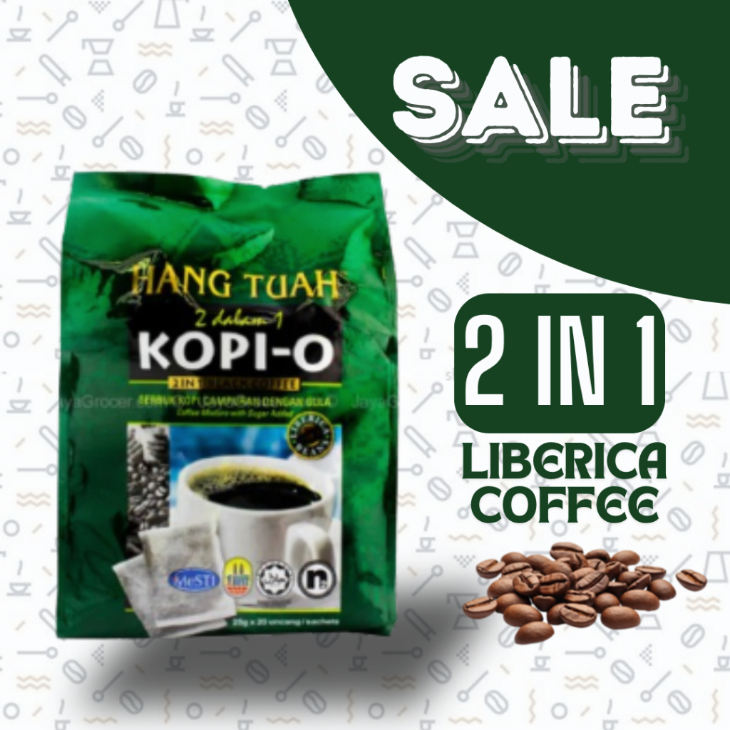 [PROMOSI!] - HANG TUAH KOPI O [2 IN 1] LIBERICA BEAN! -13grm x 16 sachets hijau | Shopee Malaysia