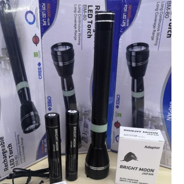 💯% Original, BM-80 BRIGHT MOON RECHARGEABLE LED TORCH LIGHT READY STOCK ...