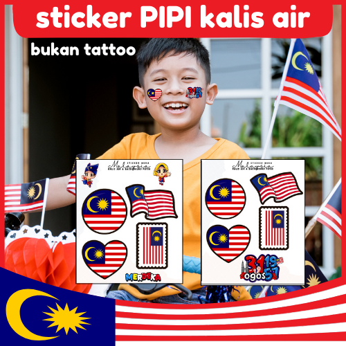 4pcs STICKER PIPI kalis air bendera malaysia BASED PUTIH STIKER PIPI ...