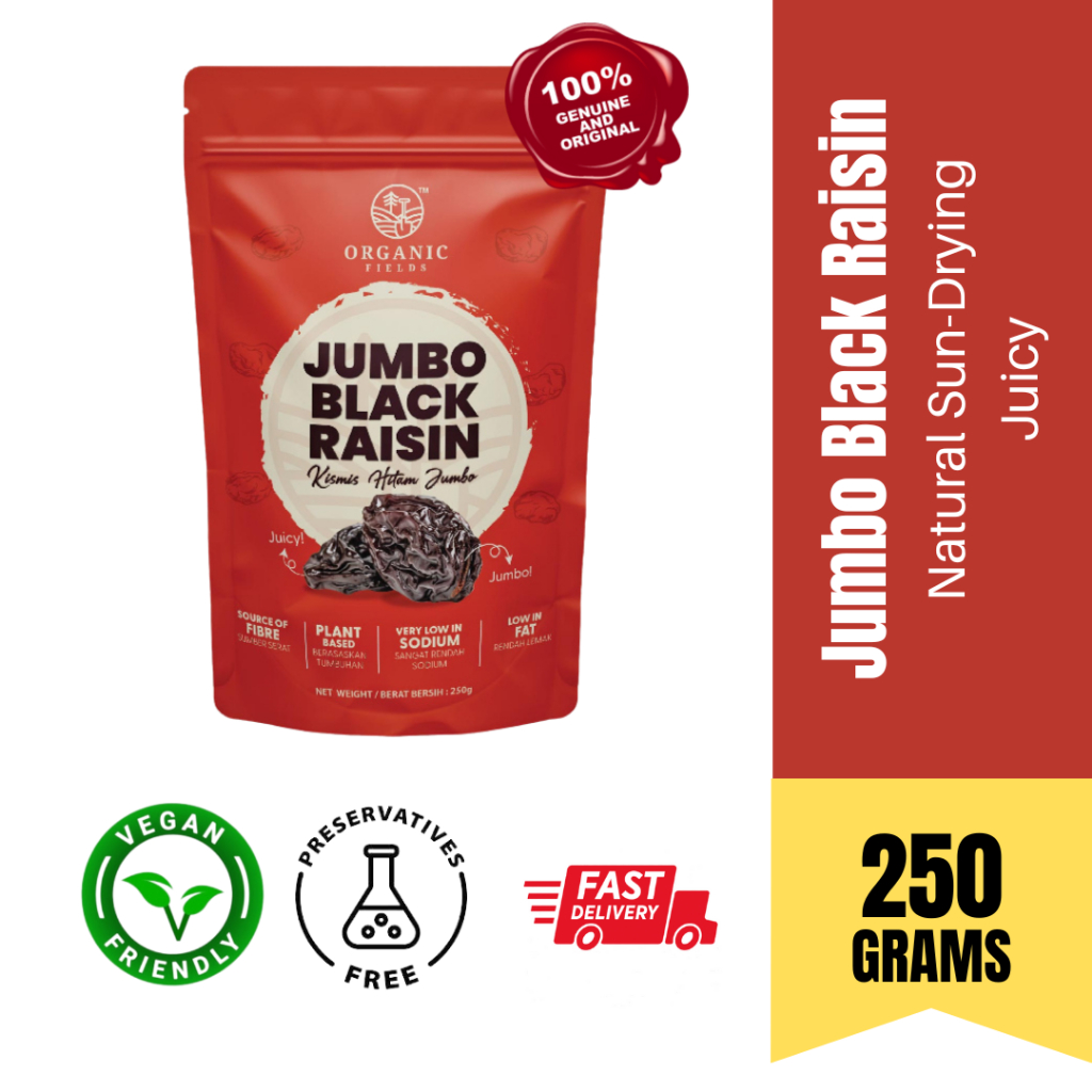 ORGANIC FIELDS USA California Jumbo Black Raisin (250g) | Kismis Hitam (EXP: 01/2026) | Shopee ...
