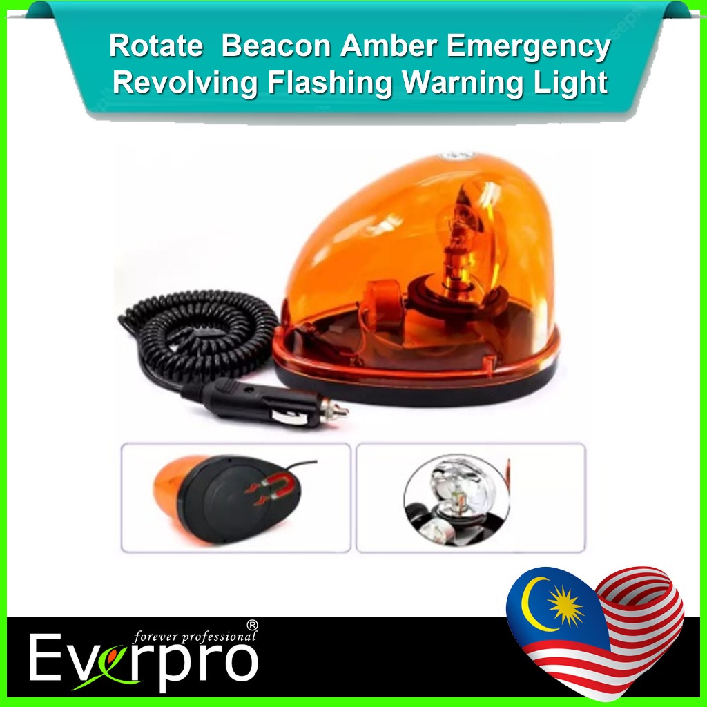 Magnetic DC 12V Rotate Beacon Amber Emergency Revolving Flashing ...