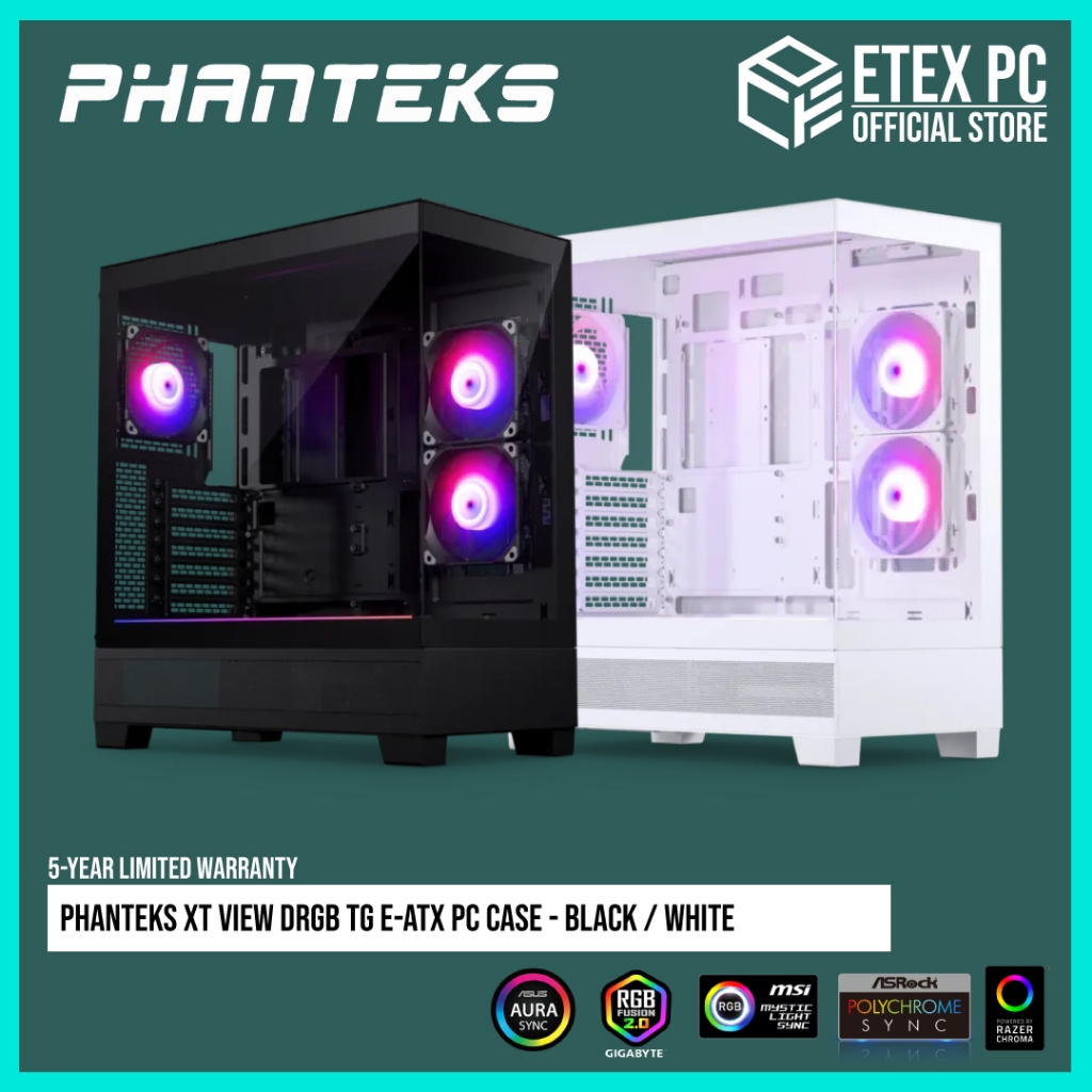 Phanteks XT View DRGB TG E-ATX PC Case - Black / White # PH-XT523V1 ...