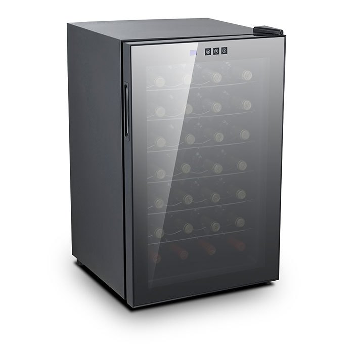 Grubel Glass Door 28 Bordeaux Bottles Wine Chiller - Black GWC-TP28BK ...