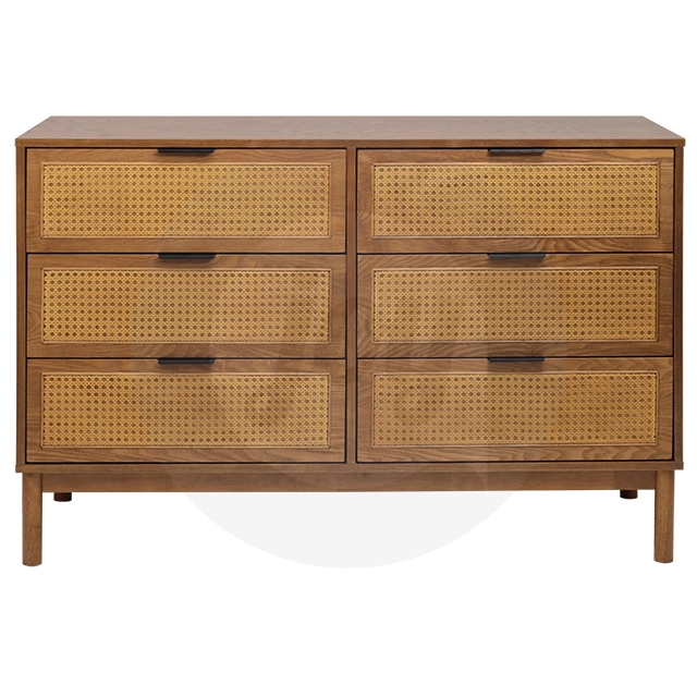 Almari Kabinet Berlaci Rotan KARIN 1.2M Sideboard 6 Drawer Muji Rattan ...