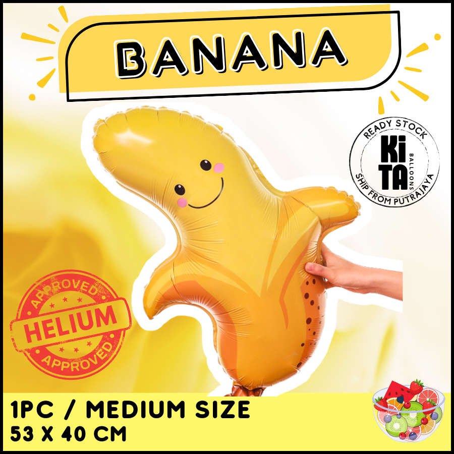 Banana Balloons Foil Cartoon Decoration Belon Pisang Tema Minion Helium ...