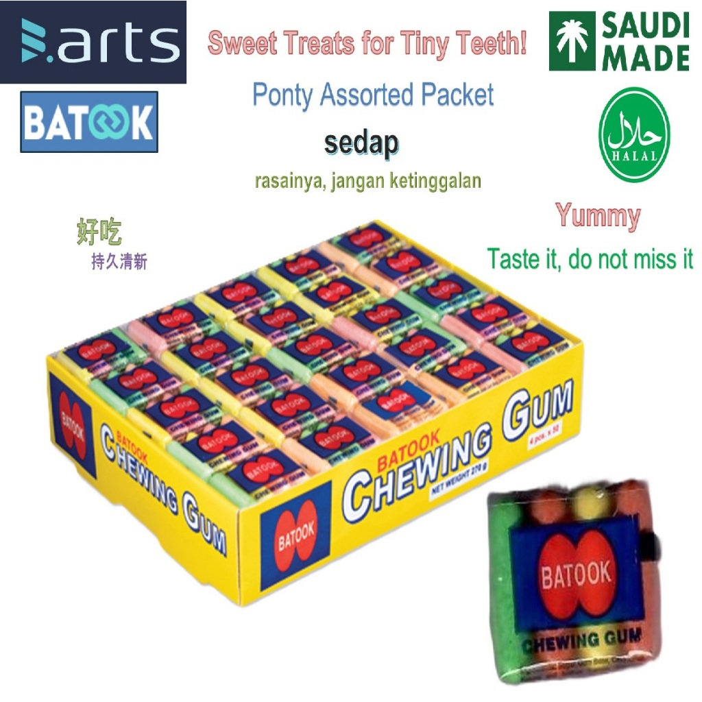 Batook Ponty Assorted Chewing Gum (gula-gula getah) (口香糖) | Shopee Malaysia