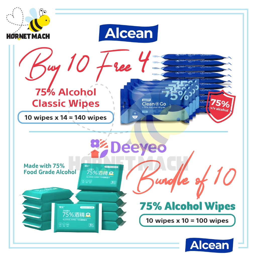 Alcean 75% Alcohol Classic Wipes 10pc (CLASSIC SERIES) / Deeyeo 75% ...