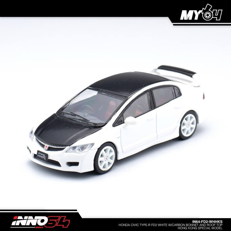 INNO64 HONDA CIVIC TYRE-R FD2 WHITE W/ CARBON BONNET and ROOF TOP HONG KONG SPECIAL MODEL ...