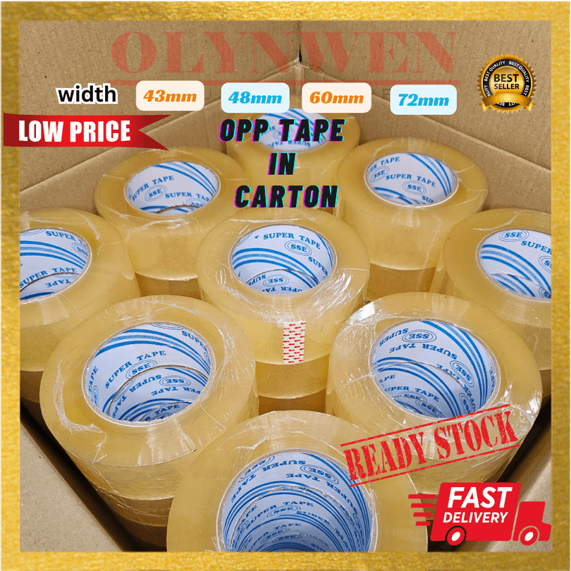 OPP Tape Clear/Brown [𝘾𝘼𝙍𝙏𝙊𝙉] FRAGILE tape HEAVY DUTY Industrial ...