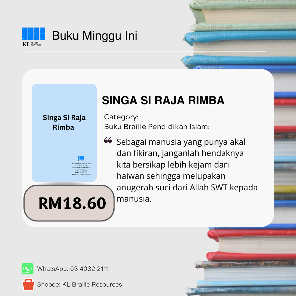 Buku Cerita Braille Pendidikan Islam: Singa Si Raja Rimba (Gred 1 ...