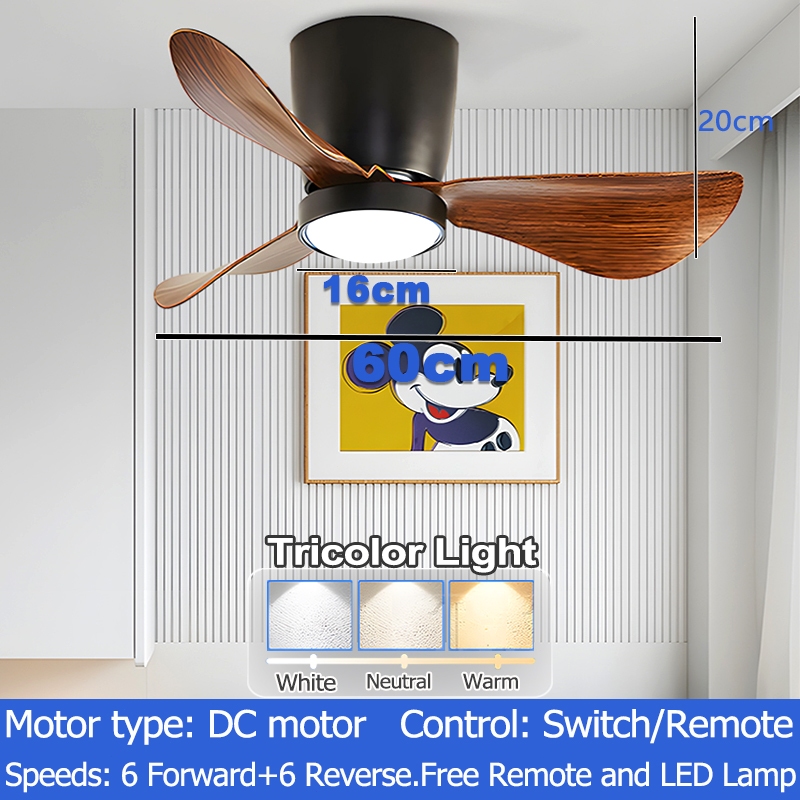 48/42/52“ Wooden Ceiling Fan With Light Nordic Ceiling Fan Light 6 ...
