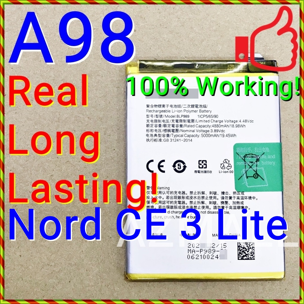 (67W) NEW ORI Long Lasting Stable Battery BLP989 Oppo A98 / Oneplus ...