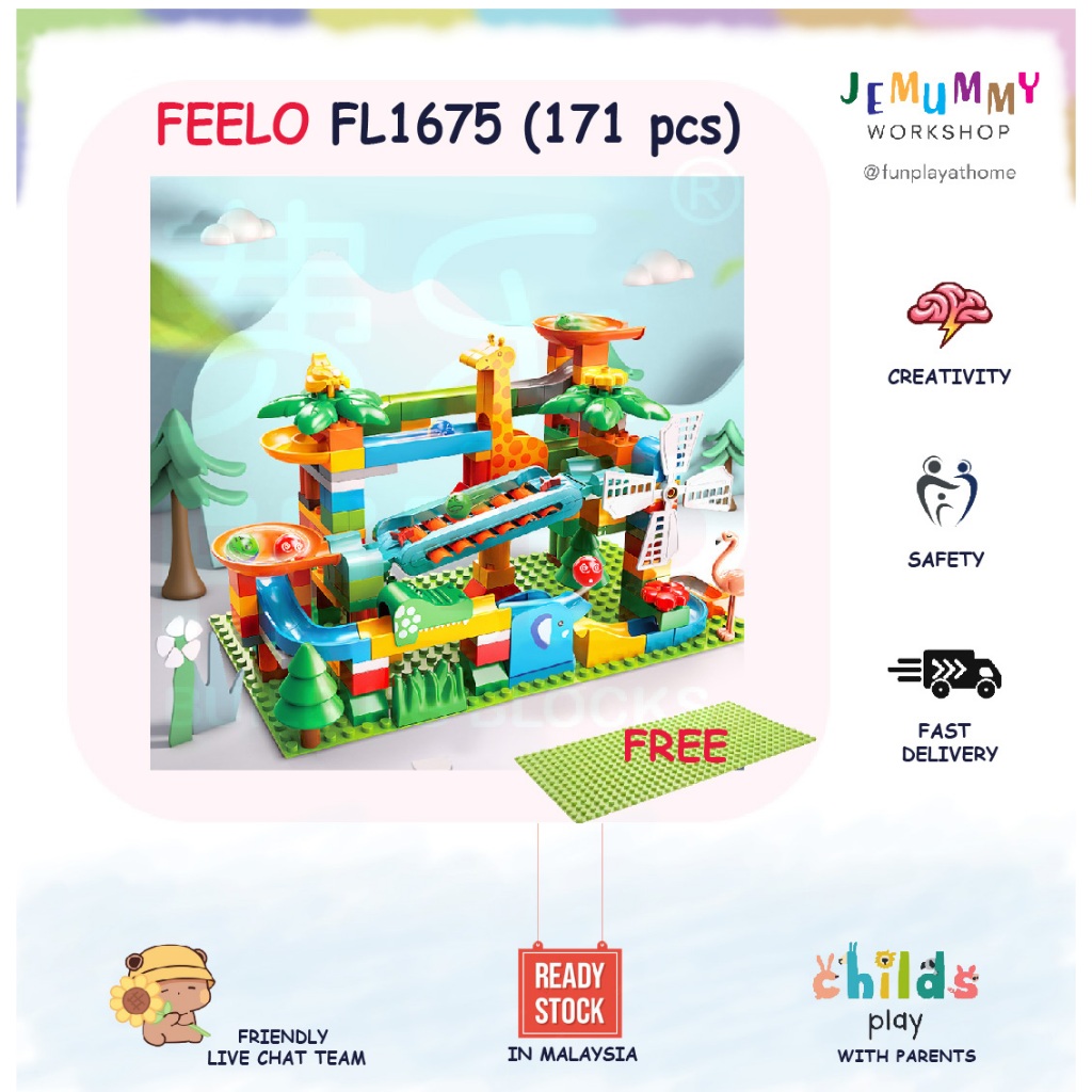 FEELO FL1675 Piano Slide Building Blocks Big Size Funnel Marble Run ...