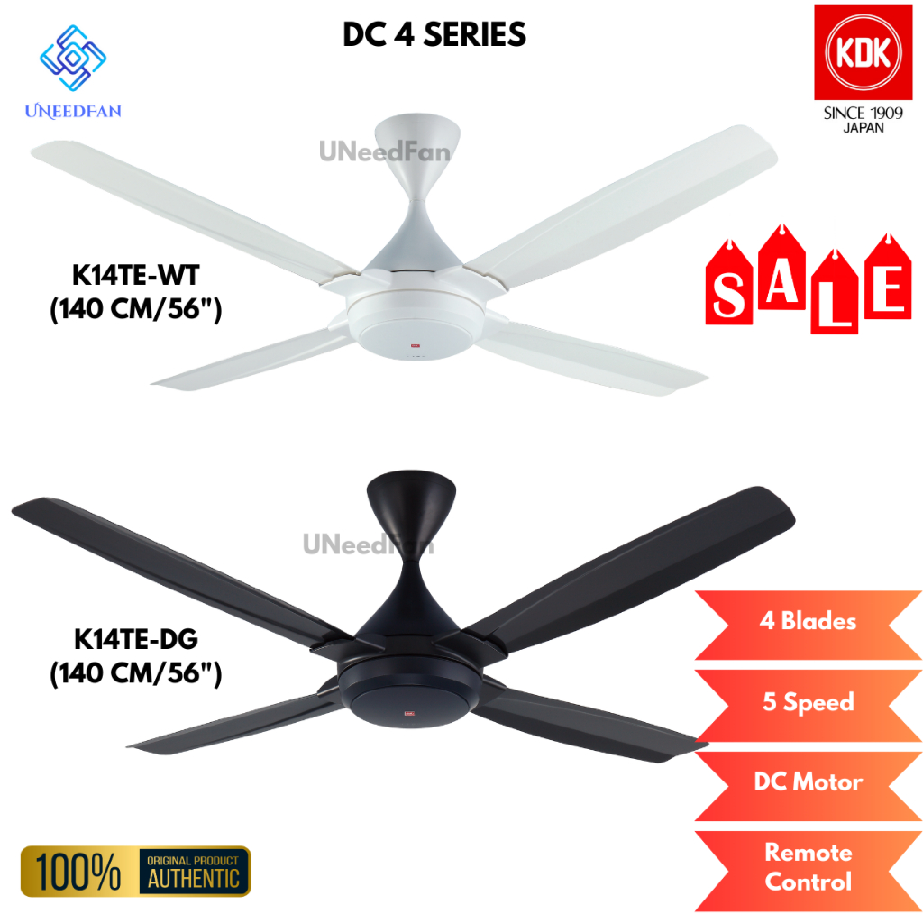 KDK K14TE-WT / K14TE-DG KIPAS SILING 4 BLADE REMOTE CONTROL CEILING FAN ...