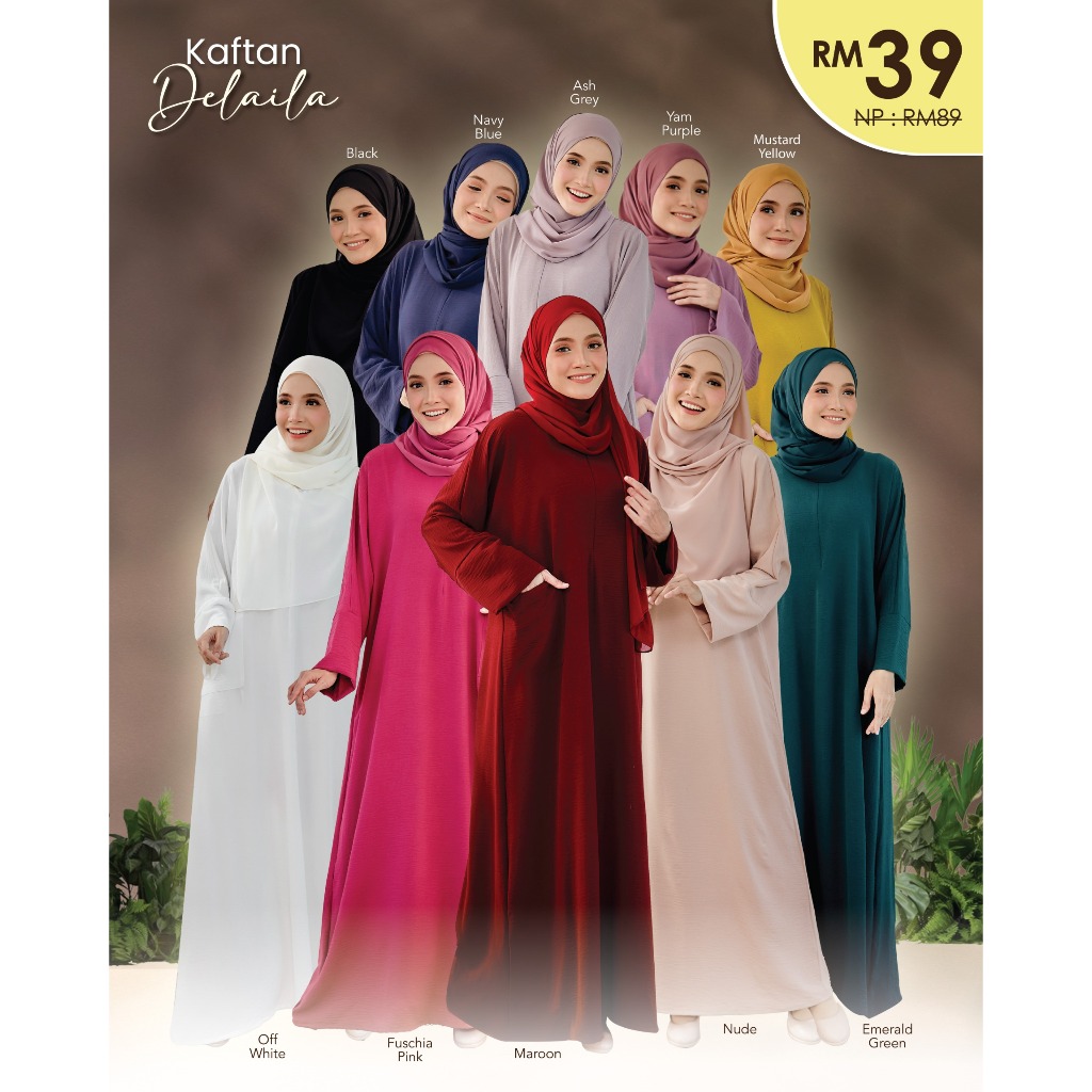 Baju Raya Viral 2025 Dress Abaya Jubah Muslimah Kaftan Dubai Ironless ...