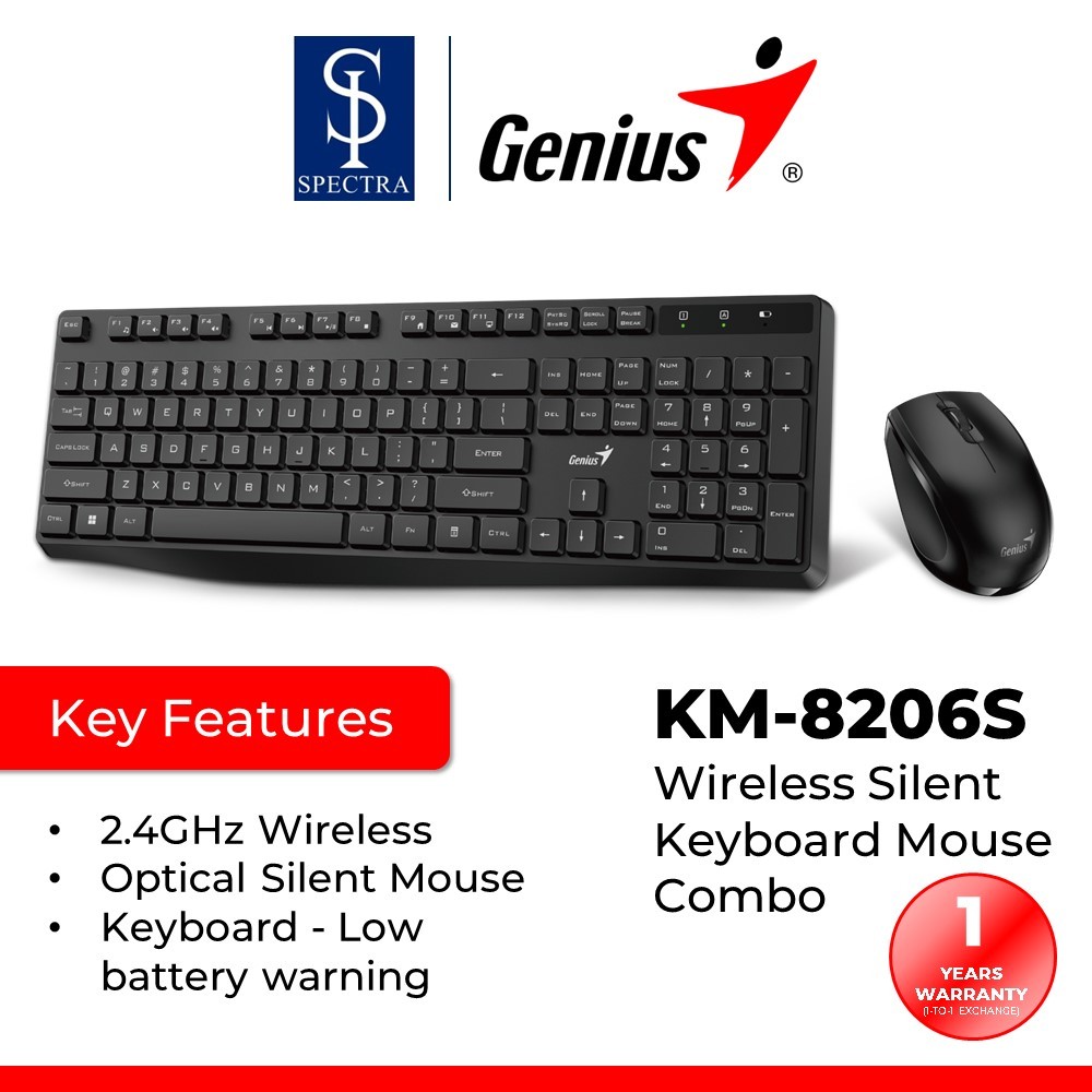 Genius KB-7200 / KM-8206S 2.4GHz USB Wireless Keyboard / Mouse Combo ...
