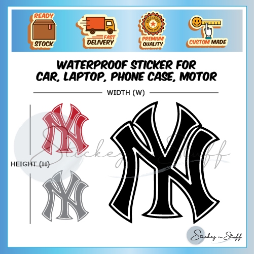 New York Yankees Logo Sticker Reflective Waterproof Stiker Kereta Motor ...