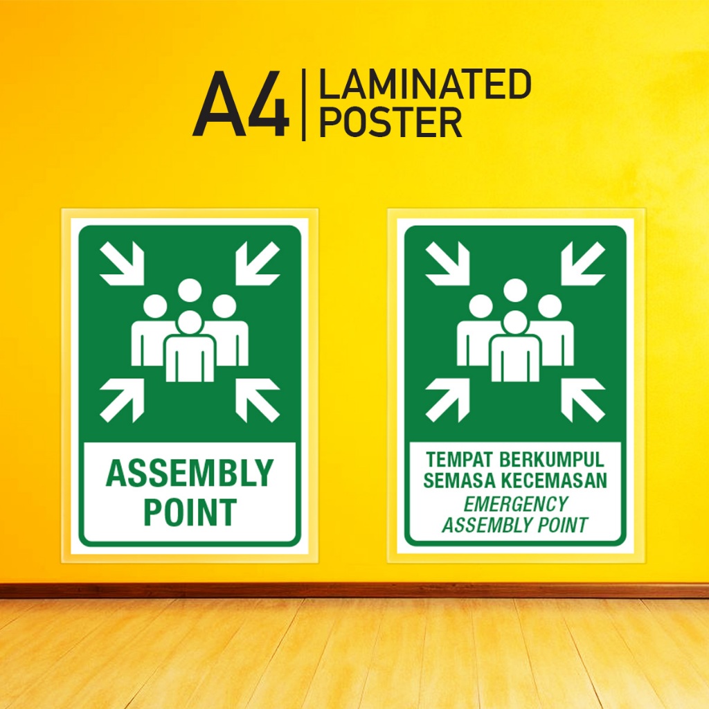 [Laminated Poster] A4 Size Papan Tanda Signage Assembly Point / Poster ...