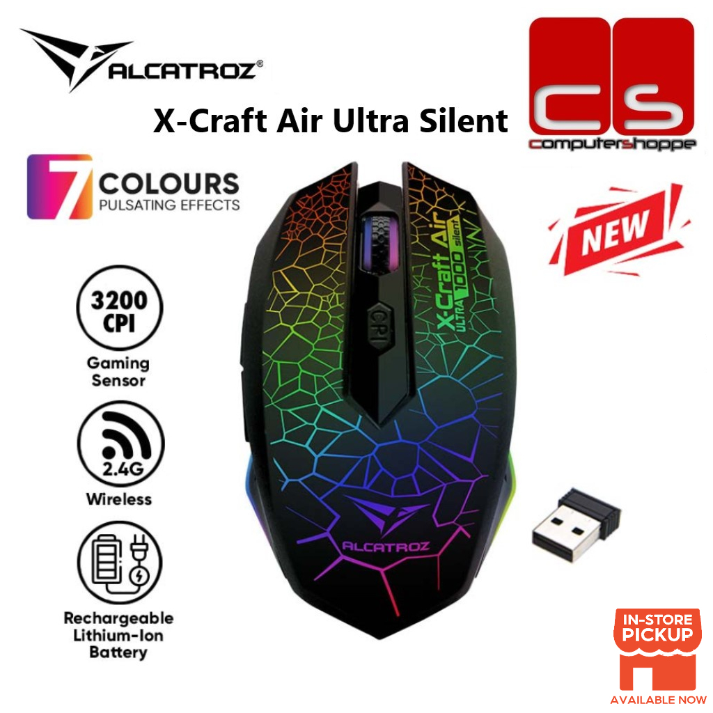 Alcatroz X-Craft Air Ultra Silent Wireless Gaming Mouse with MouseMat ...