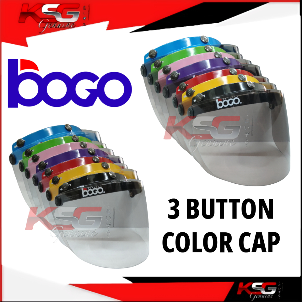 BOGO BG-05 3 BUTTON TINTED / CLEAR VISOR CAP COLOUR 🔴🔵 | Shopee Malaysia