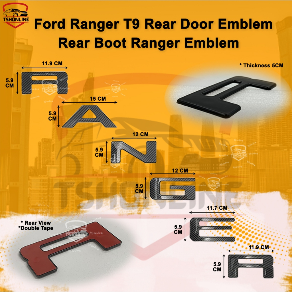 Ford Ranger T9 Rear Door Emblem Rear Boot 3D Embossed Tailgate Logo ...