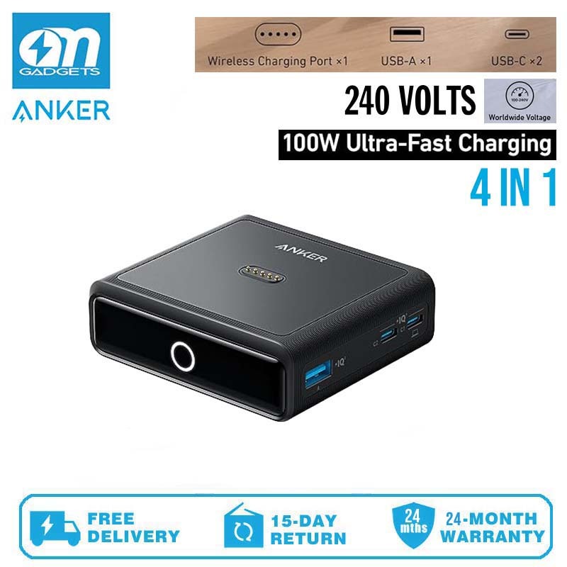 Anker A1902 Charging Base, 100W Fast Charging with 4 Ports, for Anker Prime Power Bank ...