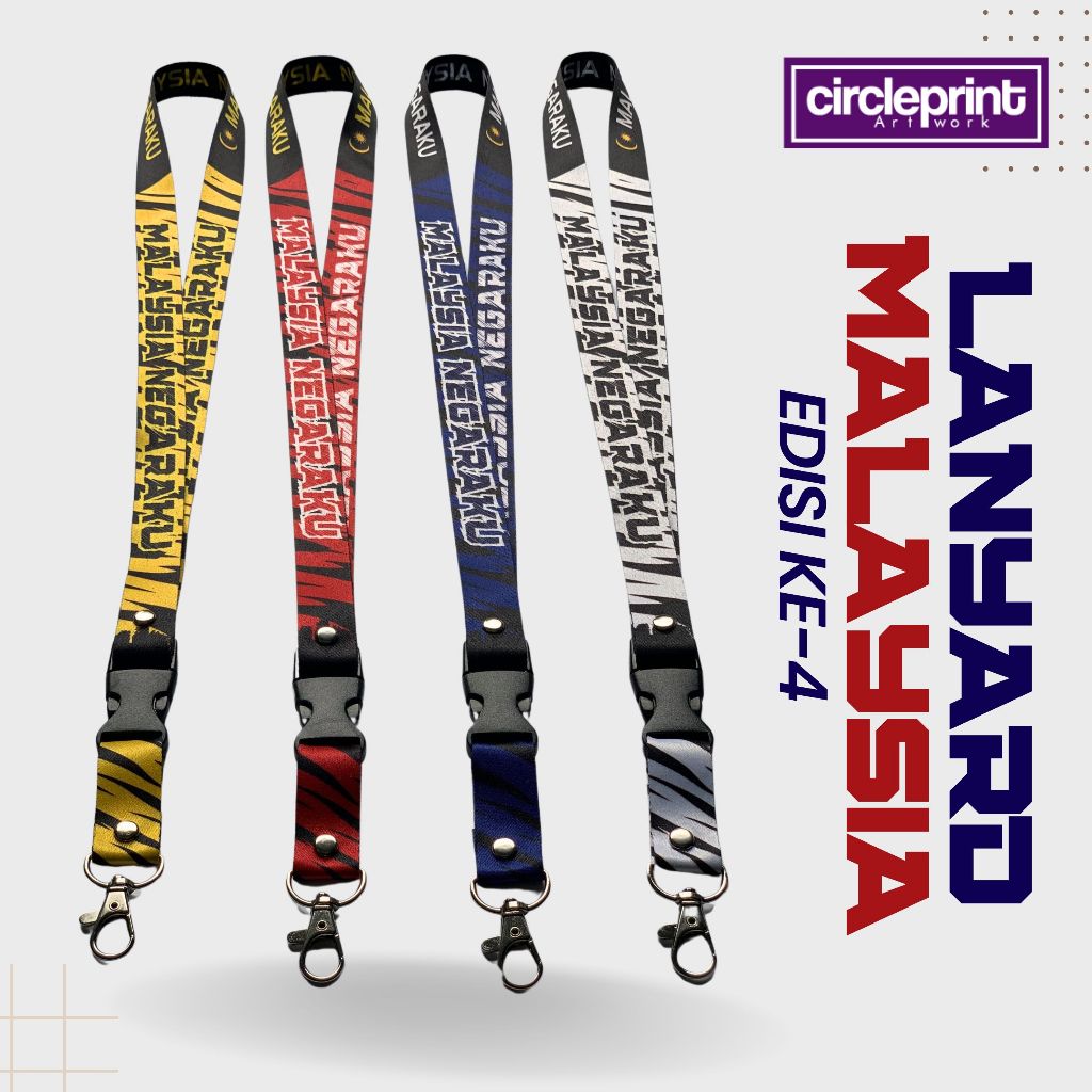 [D4] Lanyard Malaysia Hsri Merdeka 4 pilihan warna 20mm double sided ...