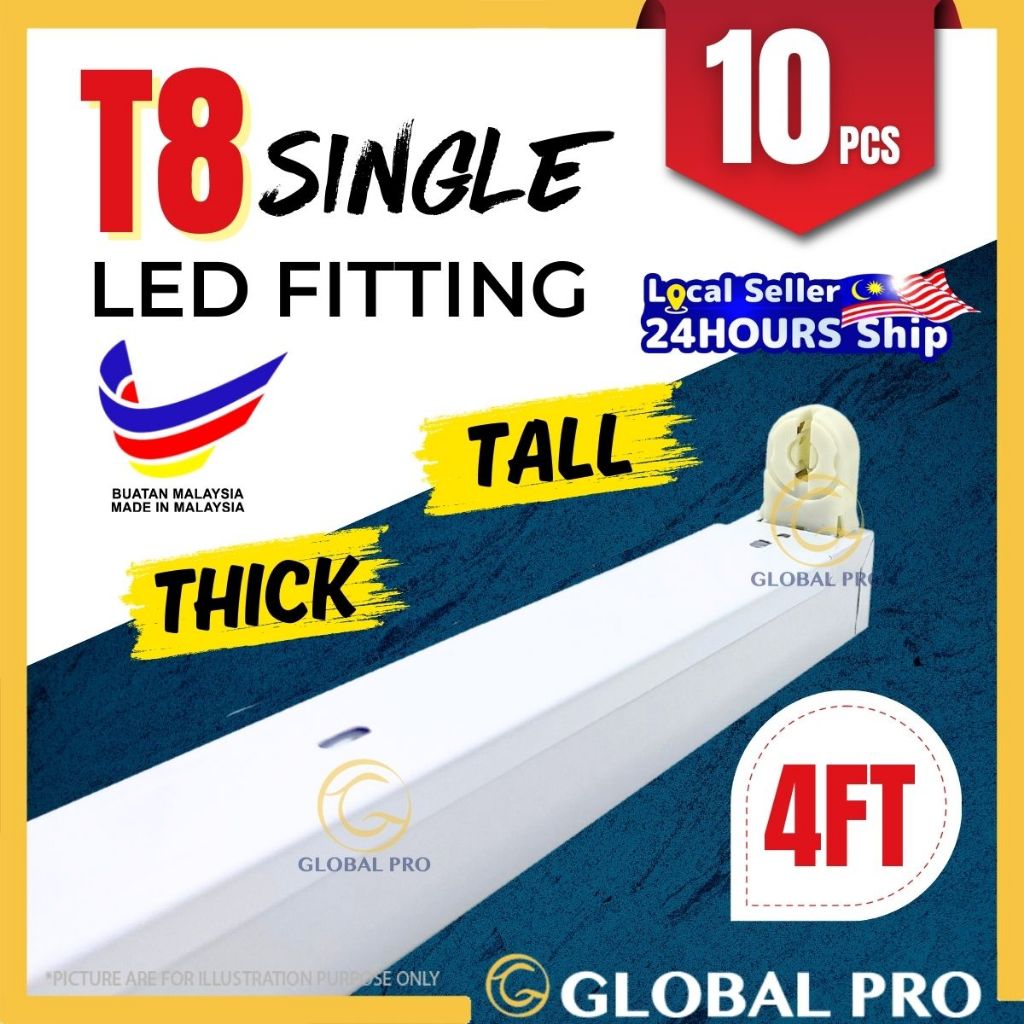 10PCS Single 4FT T8 LED Casing Local Thick Fitting LED Tube Light Lamp ...