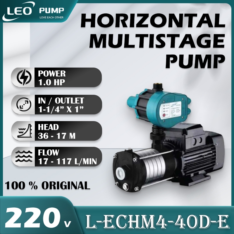 LEO HORIZONTAL MULTISTAGE PUMP 1HP BOOSTER PUMP ECHM4-40D-E | Shopee ...