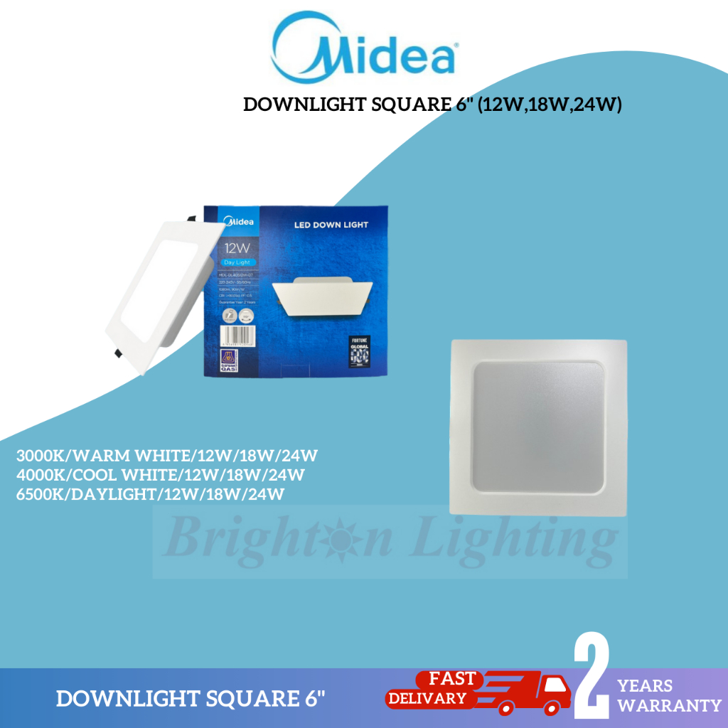 Midea Lighting Downlight Square 6" (12W,18W) best model light 2025 ...