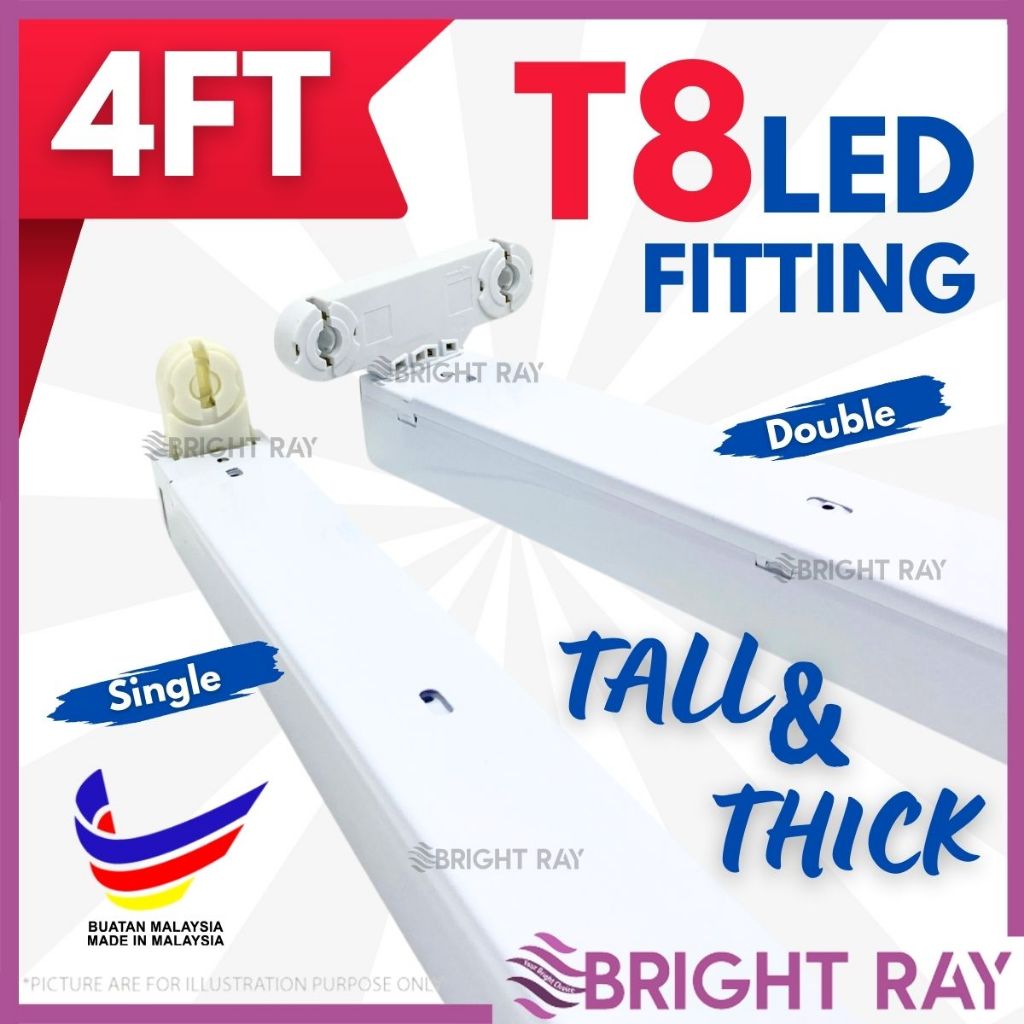 1PC Single/Double 4FT T8 LED Tube Casing Local Thick Fitting LED Light ...