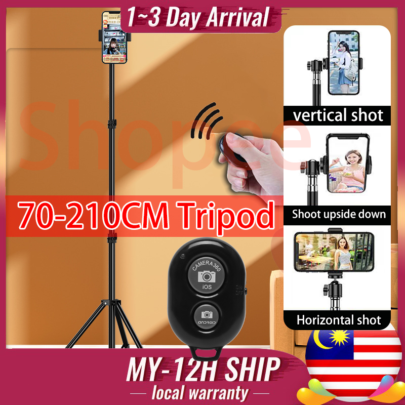 Portable 210cm Tripod for Phone Adjustable Floor Stand Live Camera Selfie Holder 2.1m + Remote ...