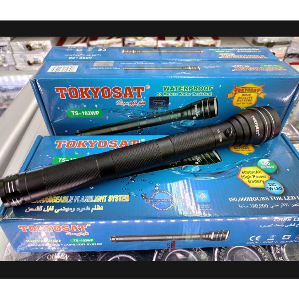 Original Japan TOKYOSAT Rechargeable Flashlight Waterproof Torch Light ...