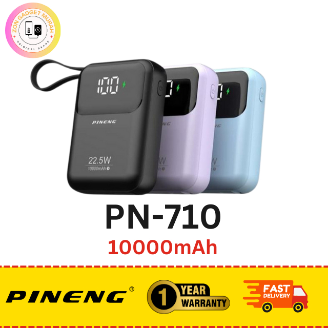 Pineng PN-710 10000mAh Power Bank Built-In Cable 22.5W Original Pineng ...