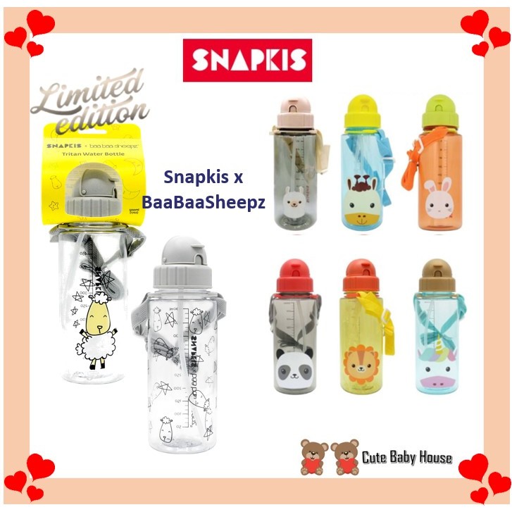 Snapkis Straw Water Bottle / Snapkis x Baabaasheepz Kids Tritan Water ...