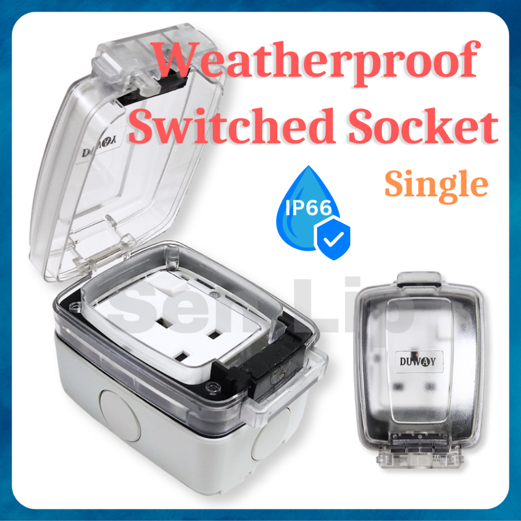 IP66 Weatherproof Combination Switched Socket (Single/ 1 Gang) / 13A ...