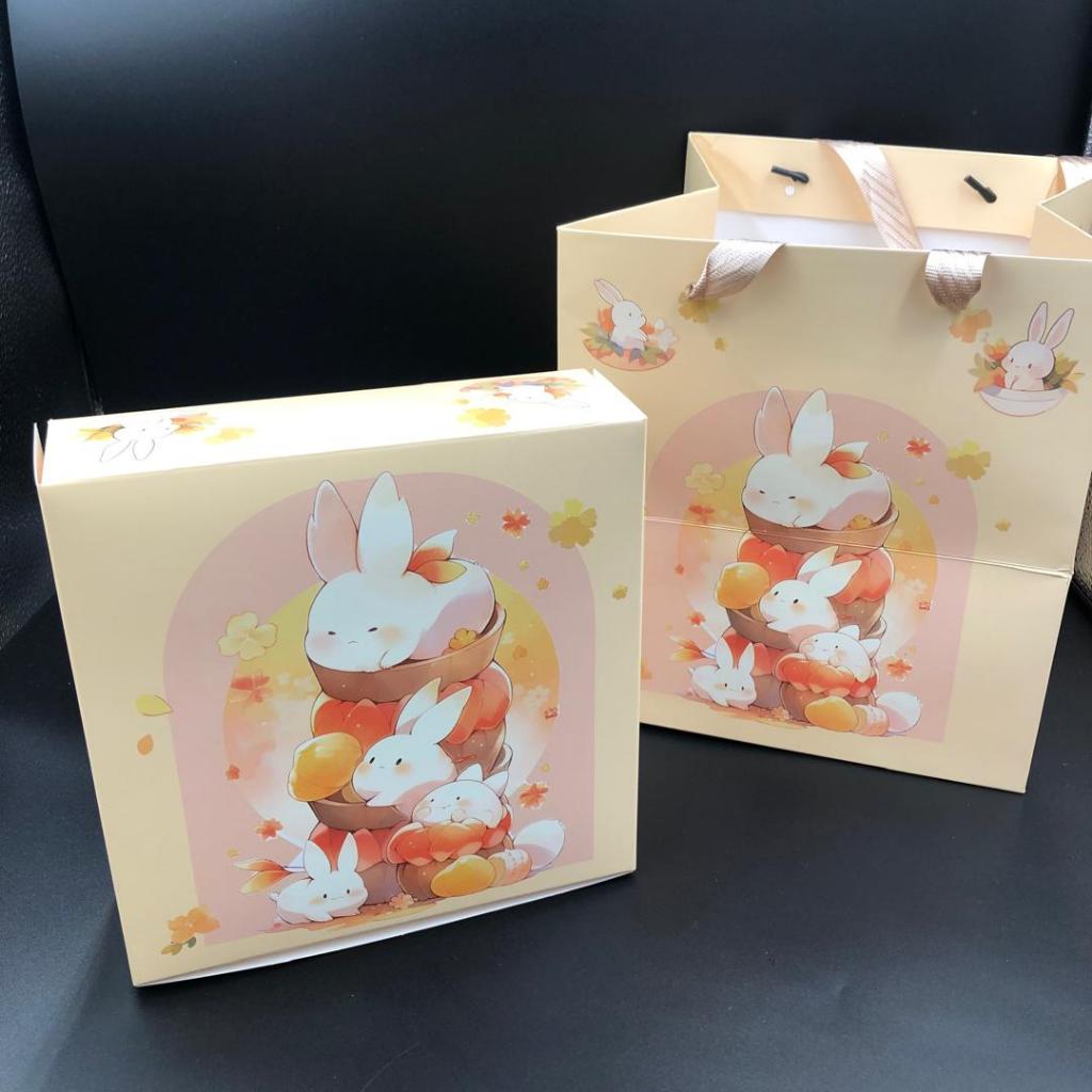 MOONCAKE BAG CUTE ORANGE RABBIT PAPER BAG / BOX 中秋月饼"可爱橙色兔子"礼袋 / 礼盒 ...