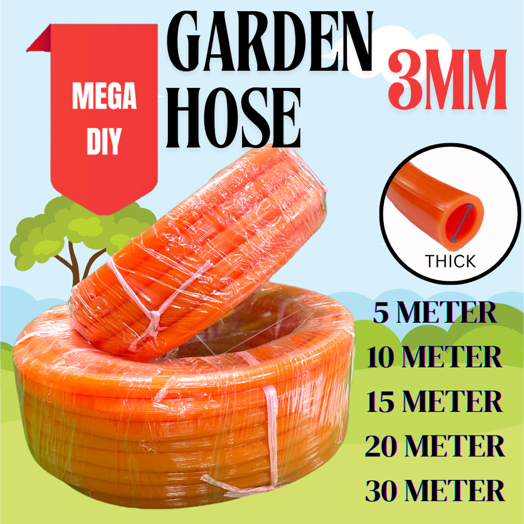 [1 Roll] Orange Garden Rubber Hose 3mm Heavy Duty / Orange Hose / Water ...