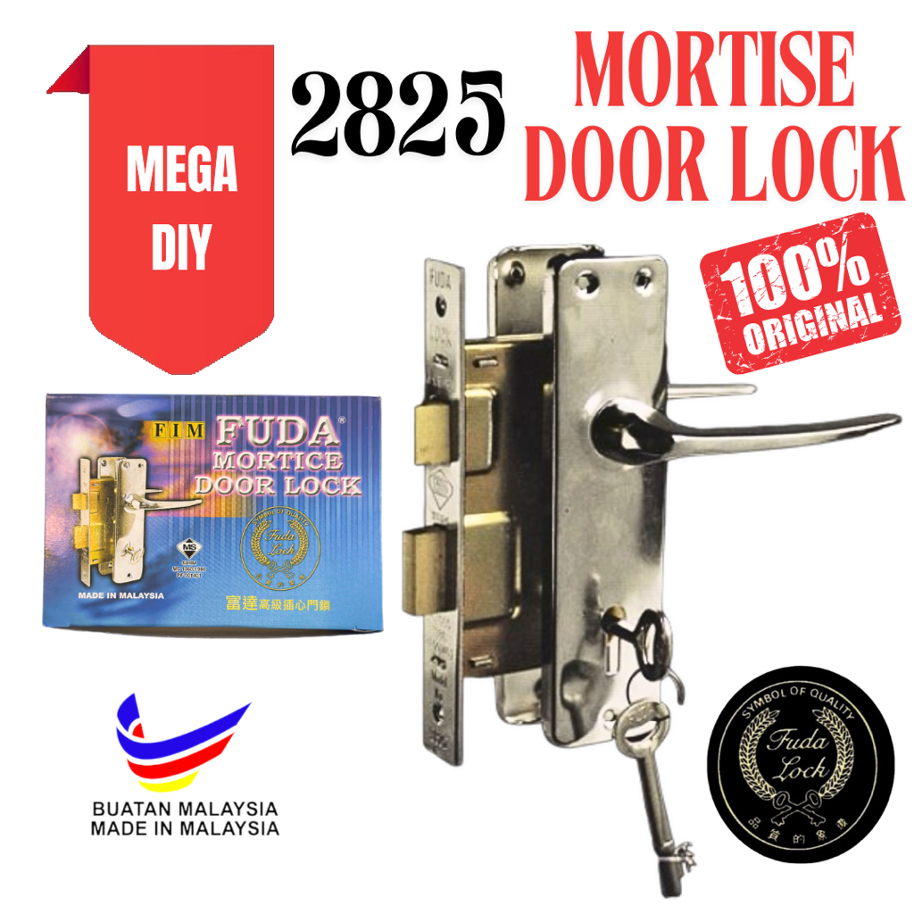 100% ORIGINAL FUDA [2825] FUDA 2 Lever Mortice Door Lock Handle Lock ...