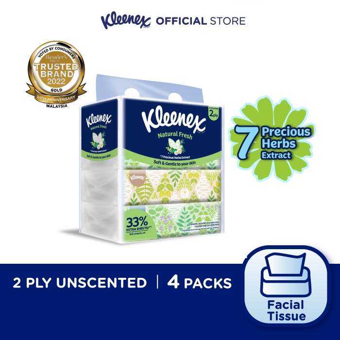 [Bundle of 4] Kleenex Facial Tissue Softpack 2ply Natural Fresh - Soft ...