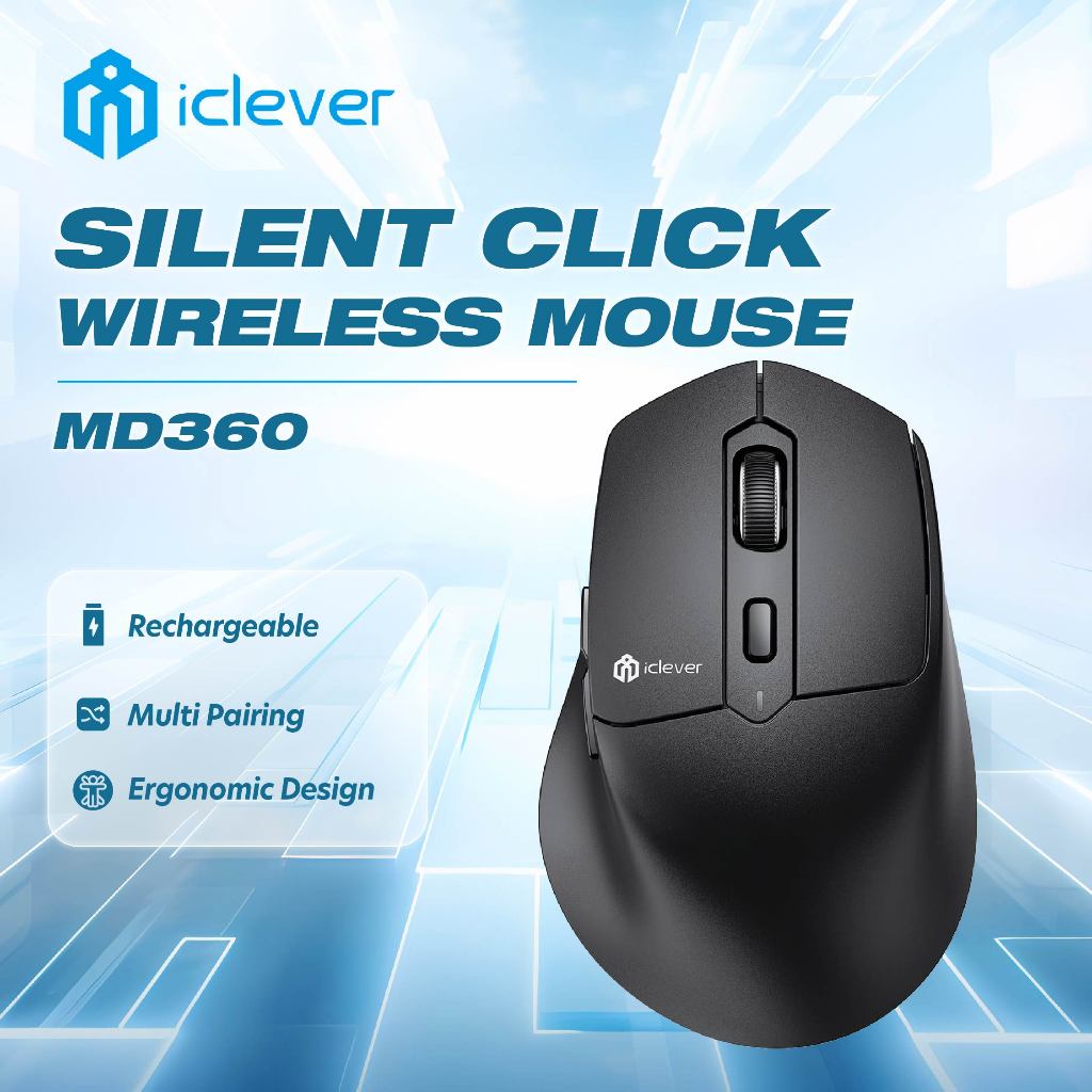 iClever Mouse MD360 Type C Rechargeable Wireless Bluetooth Mouse, Dual ...