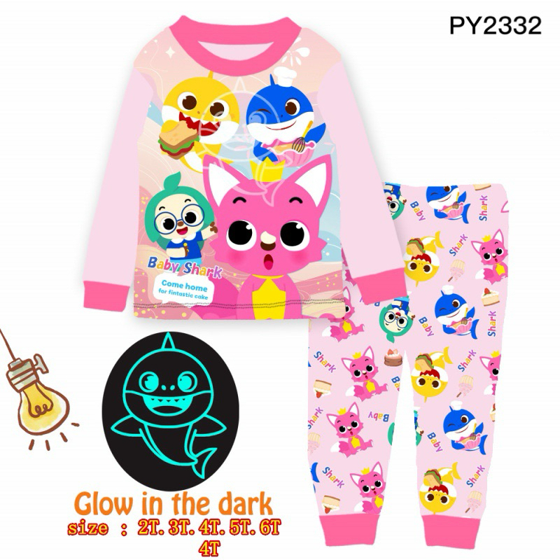 Baby Shark Design Long Sleeved Pyjamas 2-6y | Shopee Malaysia